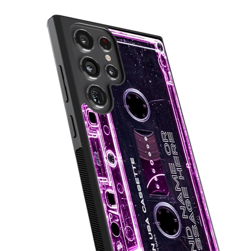 Cassette Tape Clear Pink Personalized Black Rubber Phone Case Compatible With Samsung Galaxy S23 S23+ Ultra S22 S22+ S21 S21FE S21+ S20FE S20+ S20 Note 20 S10 S10+ S10e