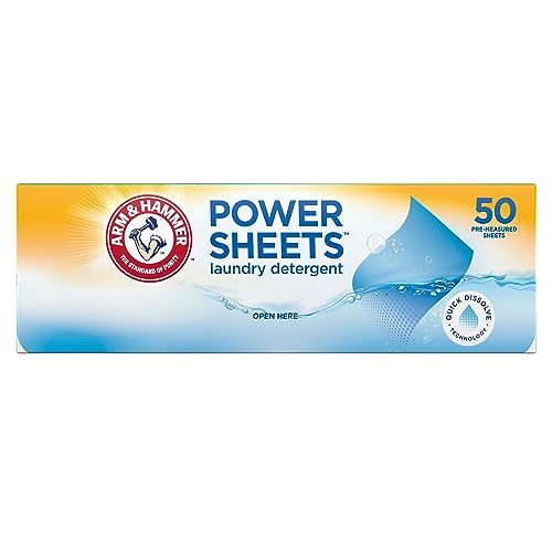 Arm & Hammer Power Sheets Laundry Detergent, Fresh Linen 50ct, up to 100 Small Loads (Packaging may vary)