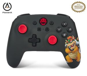 powera wireless nintendo switch controller - king bowser, aa battery powered (battery included), nintendo switch pro controller, mappable gaming buttons, officially licensed by nintendo