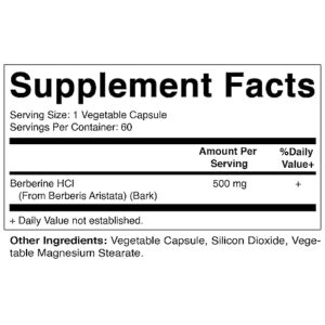 Vitamatic Berberine Supplement 500mg - 60 Vegetable Capsules - Made in The USA - Gluten Free - Non-GMO (1 Bottle)