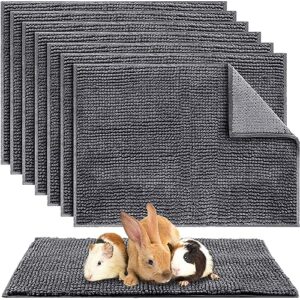 nuanchu 8 pcs guinea pig liner bulk washable pee pads guinea pig cage liners reusable guinea pig training pad small animal sleeping bedding bunny mat fleece liners for chinchilla hamster (grey)