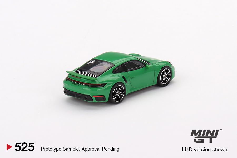 True Scale Miniatures Model Car Compatible with Porsche 911 Turbo S Python Green 1/64 Diecast Model Car MGT00525