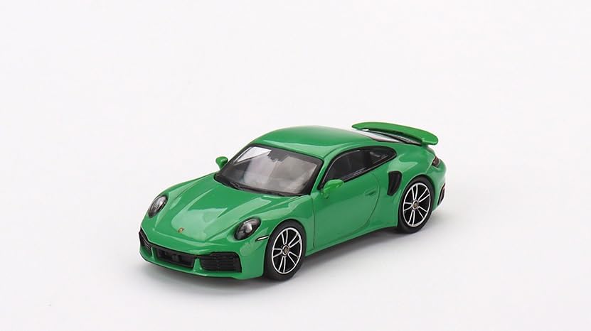 True Scale Miniatures Model Car Compatible with Porsche 911 Turbo S Python Green 1/64 Diecast Model Car MGT00525