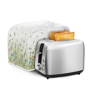 HUISEFOR Butterfly Floral Print Toaster Cover 4 Slice Long Slot, Washable Bread Maker Covers Toaster Covers Dustproof Kitchen Appliance Protector Keep Off Stains Fingerprint and Cat Hair