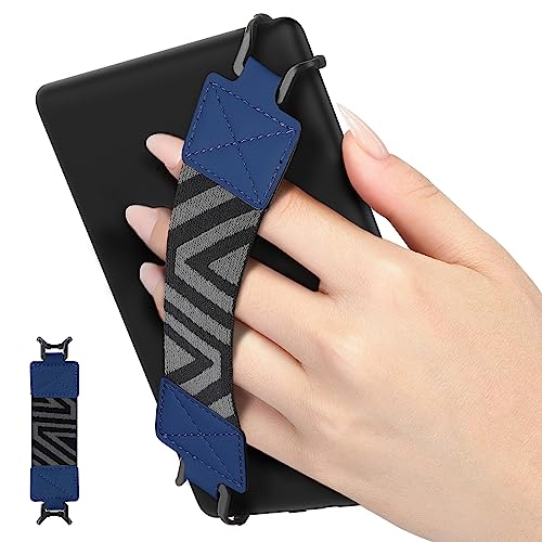 MoKo Security Hand-Strap for 6-8" Kindle eReaders Fire Tablet - Kindle/Kobo/Voyaga/Lenovo/Sony Kindle E-Book Tablet, High-Elasticity Versatile Hand Strap Lightweight Finger Grip Holder, Dark Blue