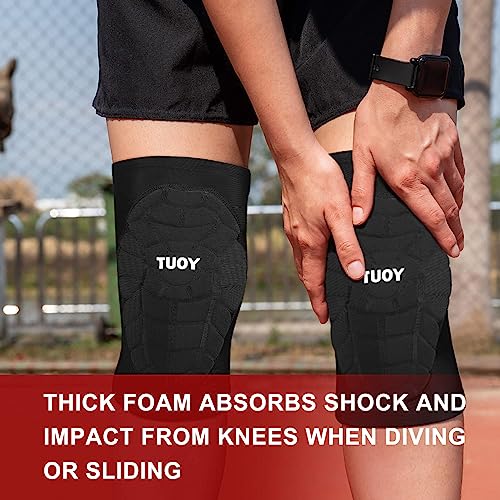 TUOY Compression Knee Pads Padded Knee Protection Pad - Youth & Adult Sizes (1 Pair)