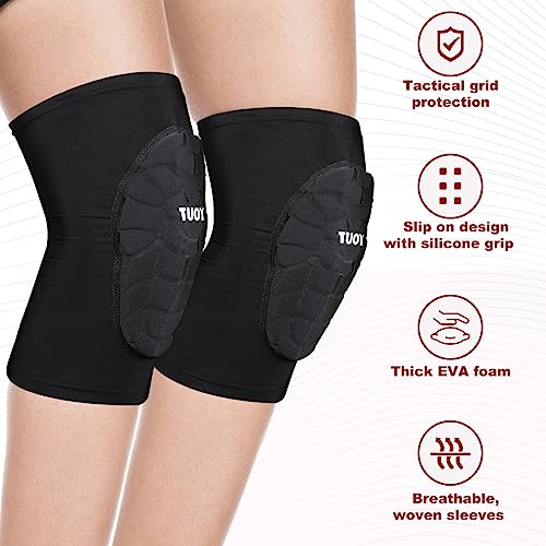 TUOY Compression Knee Pads Padded Knee Protection Pad - Youth & Adult Sizes (1 Pair)