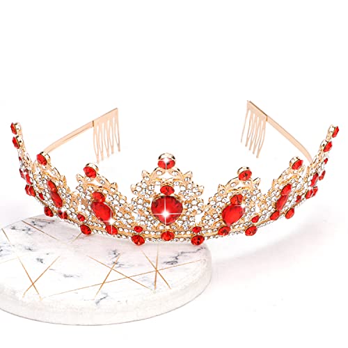 Chanaco Birthday Sash Princess Crown Birthday Girl Sash Tiaras for Women Red Rhinestones Headband Happy Birthday Decorations Birthday Party Supplies Gifts