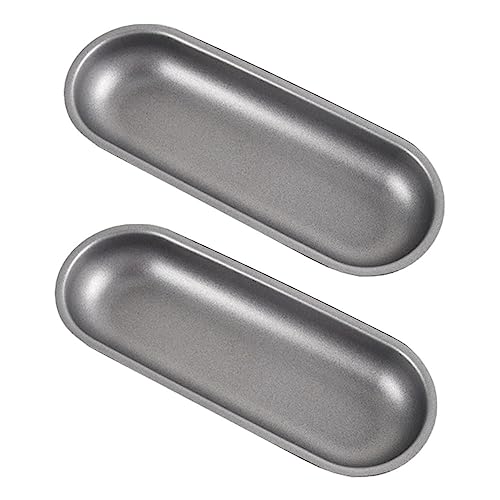 Alunsito Set of 2 Hot Dog Molds, 7 Inch Long Bread Non-Stick Toast Mold for Oven Baking, Carbon Steel Cake Pan, Hotdog-shaped Baking Mold for Home and Kitchen, Silver