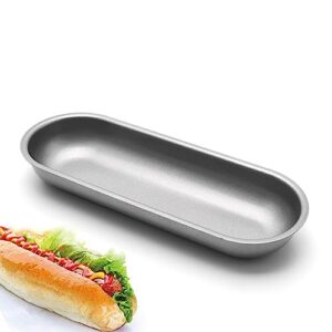 Alunsito Set of 2 Hot Dog Molds, 7 Inch Long Bread Non-Stick Toast Mold for Oven Baking, Carbon Steel Cake Pan, Hotdog-shaped Baking Mold for Home and Kitchen, Silver