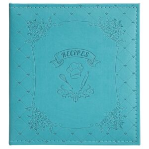 cofice recipe binder book to write in your own recipes with plastic sleeves, blank family recipe cards organizer kit (blue)