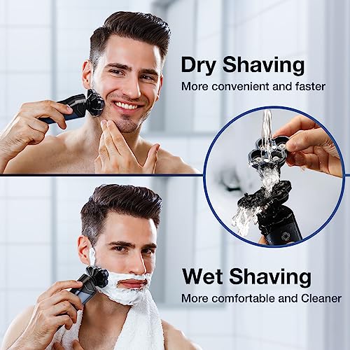 Electric Razor for Men, Rechargeable IPX7 Waterproof, 5D Portable Magnetic Shaver with Charging Stand, Cordless Men's Electric Shaver Wet & Dry Use