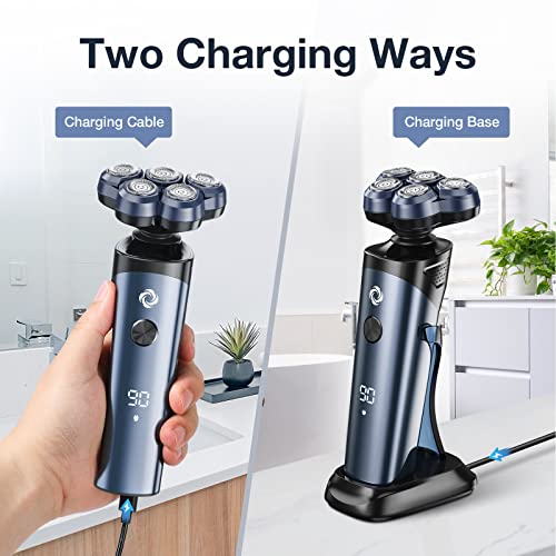 Electric Razor for Men, Rechargeable IPX7 Waterproof, 5D Portable Magnetic Shaver with Charging Stand, Cordless Men's Electric Shaver Wet & Dry Use