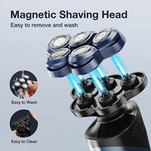 Electric Razor for Men, Rechargeable IPX7 Waterproof, 5D Portable Magnetic Shaver with Charging Stand, Cordless Men's Electric Shaver Wet & Dry Use