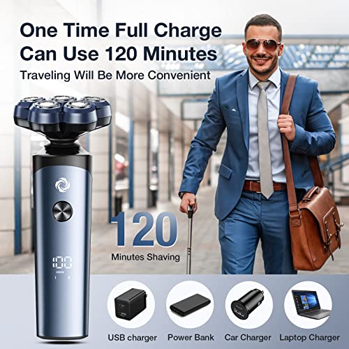 Electric Razor for Men, Rechargeable IPX7 Waterproof, 5D Portable Magnetic Shaver with Charging Stand, Cordless Men's Electric Shaver Wet & Dry Use