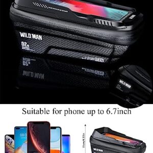 WILD MAN Bike Bag, Bicycle Bike Accessories for Cycling Biking, Bicycle Bike Phone Holder Mount Bag, Bike Bag for Bicycles, Mountain Bike Accessories for Adult Bikes for Cell Phone Under 6.7"