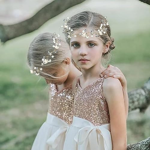 2 PCS Wedding Flower Headpieces for Girls, Headband Princess Hair Accessories, Hair Accessory Crown Tiaras for Women Headpiece for Wedding Party Birthday Kids