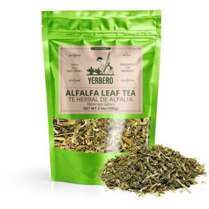 yerbero - alfalfa loose herbal tea 3.5oz (100gr) | medicago sativa | te de alfalfa | stand up resealable bag crafted by nature100% all natural fresh tea | non-gmo | from mexico