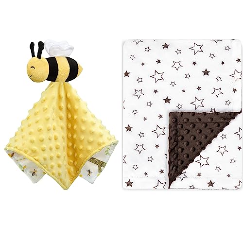 BORITAR Baby Security Blanket+Baby Blanket Soft Baby Lovey Unisex Lovey Baby Gifts for Newborn Boys and Girls Baby Snuggle Toy Baby Bee Stuffed Animal