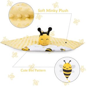 BORITAR Baby Security Blanket+Baby Blanket Soft Baby Lovey Unisex Lovey Baby Gifts for Newborn Boys and Girls Baby Snuggle Toy Baby Bee Stuffed Animal