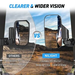 Nilight UTV Side Mirrors Compatible With 2015-2023 Polaris Ranger 1000 Can-Am Defender Maverick Trail Pro-Fit Cage Profiled Tube Adjustable Break-Away Rear View Mirror, 2 Years Warranty