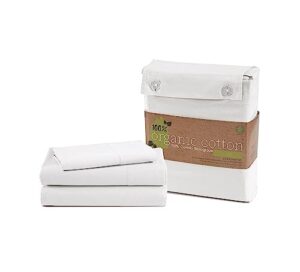 lane linen 100% organic cotton white twin sheets set, 3-piece pure organic cotton percale sheets,twin sheets, ultra soft bedding sheets, fits mattress upto 15" deep - white