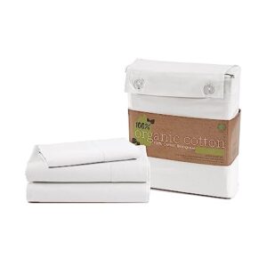 LANE LINEN 100% Organic Cotton White Twin Sheets Set, 3-Piece Pure Organic Cotton Percale Sheets,Twin Sheets, Ultra Soft Bedding Sheets, Fits Mattress Upto 15" Deep - White