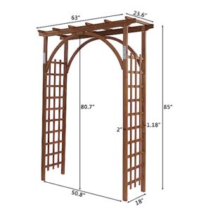 Yone jx je 85Inch Wooden Fir Garden Arbor with Trellis, Decoration Outdoor Rose Arbor with Metal Connection for Climbing Plants, Wedding Arch for Ceremony, Bridal Party, Archway, Lawn, Patio