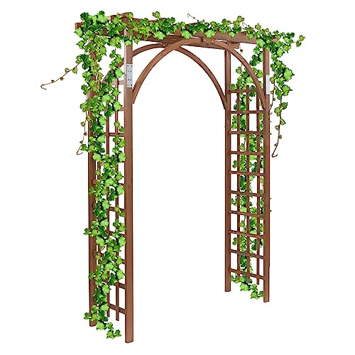 Yone jx je 85Inch Wooden Fir Garden Arbor with Trellis, Decoration Outdoor Rose Arbor with Metal Connection for Climbing Plants, Wedding Arch for Ceremony, Bridal Party, Archway, Lawn, Patio