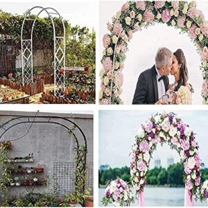 Metal Garden Arch Metal Garden Arbour Trellis Archway Rose Arch Wedding Archway Heavy Duty Strong Tubular Arbour Flower Stand with Base (Bronze W2.6xH2.3m/8.5x7.5ft)