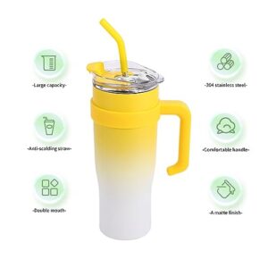 MINGHYZYA 40oz Tumbler With Handle and Straw Lid, Stainless Steel Insulated Cups Reuseable Water Bottle Travel Cups Triple Wall Vacuum Tumbler Keep Hot and Cold (Gradient Yellow)…