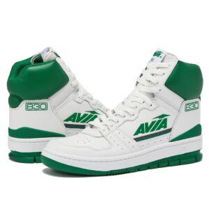 avia 830 men’s basketball shoes, retro sneakers for indoor or outdoor, street or court - white/dark green/medium grey, 13 medium