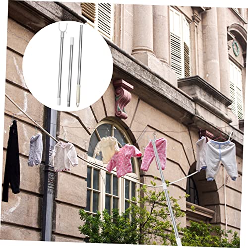 Cabilock Stitching Clothes Rail Outdoor Clothes Drying Rack Heavy Duty Outdoor Flowers Adjustable Stand Disc Golf Retriever Clothes Reaching Stick Dressing Stick for Elderly White Shot