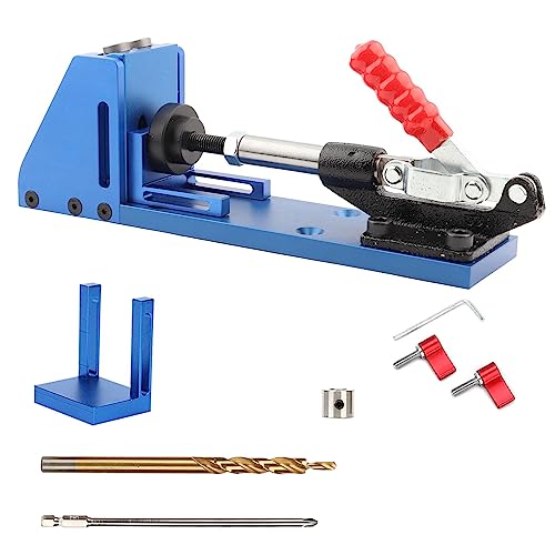 Complete Woodworking Tool Set - Hole Locator Jig Brad Point Pocket Hole Jig Kit Dowel Rods and Clamps for Wood Hole Drilling