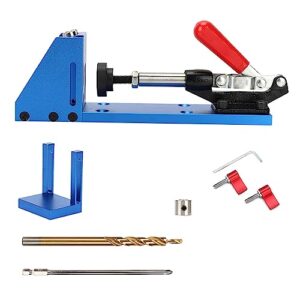 Complete Woodworking Tool Set - Hole Locator Jig Brad Point Pocket Hole Jig Kit Dowel Rods and Clamps for Wood Hole Drilling