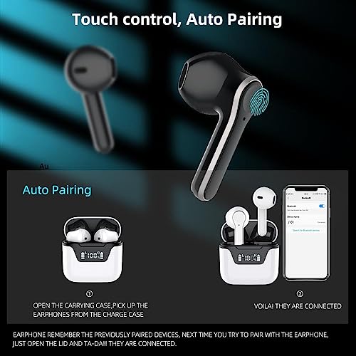 RETROQ J101 Wireless Earbuds HiFi Sound Bluetooth Headphones ENC Noise Cancelling Earphones for HD Calls Comfort Fit Bluetooth Ear Buds with IPX6 Waterproof for iPhone Android (White)