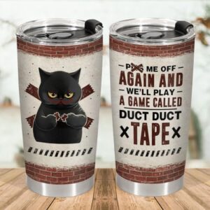 34HD Cat Lovers Halloween Gifts, Horror Cat Tumbler Stainless Steel with Lid 20 oz, Halloween Black Cat Coffee Mug, Horror Cat Gifts for Women