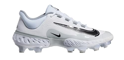 Nike Alpha Huarache Elite 4 Low MCS FD6255-100 White-Grey-Black Men's Baseball Cleats 11.5 US