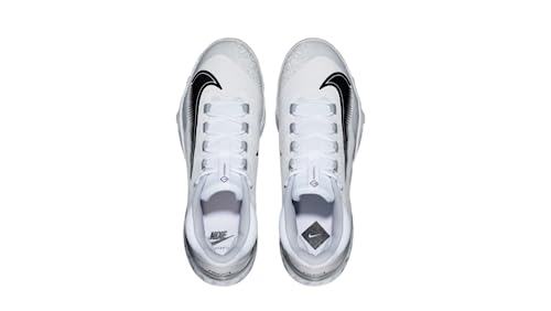 Nike Alpha Huarache Elite 4 Low MCS FD6255-100 White-Grey-Black Men's Baseball Cleats 11.5 US