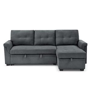 uhome Upholstered Sleeper Sofa with USB Ports sectional Couch Reversible Sofabed, Full XL, Gray