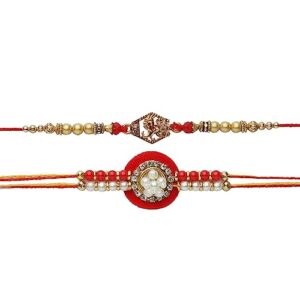 Set of 2 Rakhi for Brother Rakhi Thread for Bhai Bhabhi Bhaiya Bhabhi and Bhatiji veera Raksha Bandhan Rakhi gift Pack Set Dora Bracelet Kalwa for Brother Sister Indian Traditional Festival Rakhi