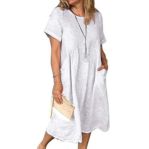 DUOWEI Underneath Clothes Women's Sleeve Pockets Soild Short Loose Casual Dress O-Neck Womens Graphic Long Sleeve T Shirts