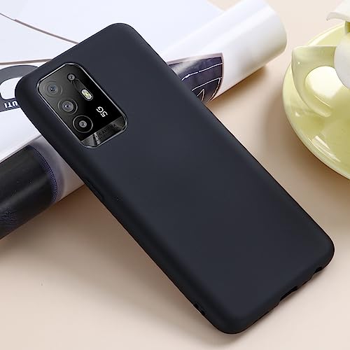 Case for Oppo Reno 5Z, Liquid Silicone Protective Phone Case for Oppo Reno 5Z with Silicone Lanyard, Slim Thin Soft Shockproof Cover for Oppo Reno 5Z Silicone Case Black