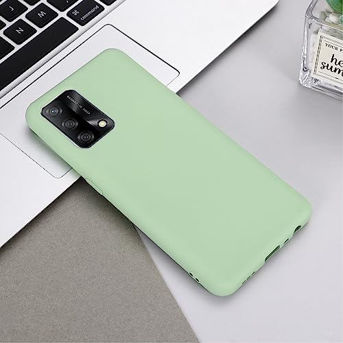 Case for Oppo A74/OPPO F19, Liquid Silicone Protective Phone Case for Oppo A74/OPPO F19 with Silicone Lanyard, Slim Thin Soft Shockproof Cover for Oppo A74/OPPO F19 Silicone Case Green