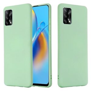 Case for Oppo A74/OPPO F19, Liquid Silicone Protective Phone Case for Oppo A74/OPPO F19 with Silicone Lanyard, Slim Thin Soft Shockproof Cover for Oppo A74/OPPO F19 Silicone Case Green