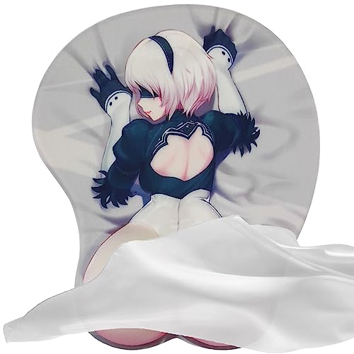 Kawaii Computer 3D Mouse Pad Cute Sexy Anime Mouse Pad Gaming Gel Mouse Pads with Wrist Support Grey