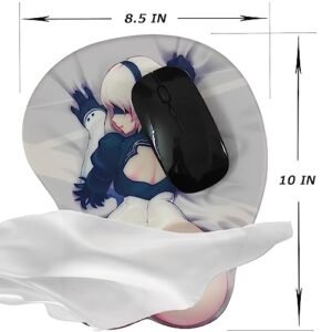 Kawaii Computer 3D Mouse Pad Cute Sexy Anime Mouse Pad Gaming Gel Mouse Pads with Wrist Support Grey