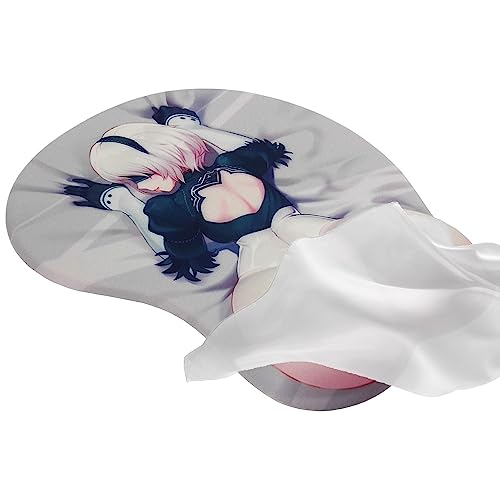 Kawaii Computer 3D Mouse Pad Cute Sexy Anime Mouse Pad Gaming Gel Mouse Pads with Wrist Support Grey