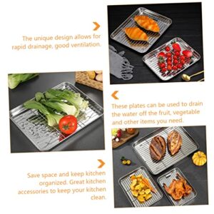 2Pcs stainless steel drainer cookie tray cooling rack with pan baking pan with cooling rack Baking Pan Tray Baking Rack wire Baking Mat deep roasting pan tattoo oven drying tray