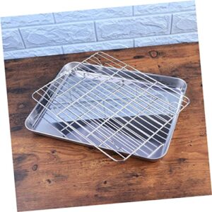 2Pcs stainless steel drainer cookie tray cooling rack with pan baking pan with cooling rack Baking Pan Tray Baking Rack wire Baking Mat deep roasting pan tattoo oven drying tray